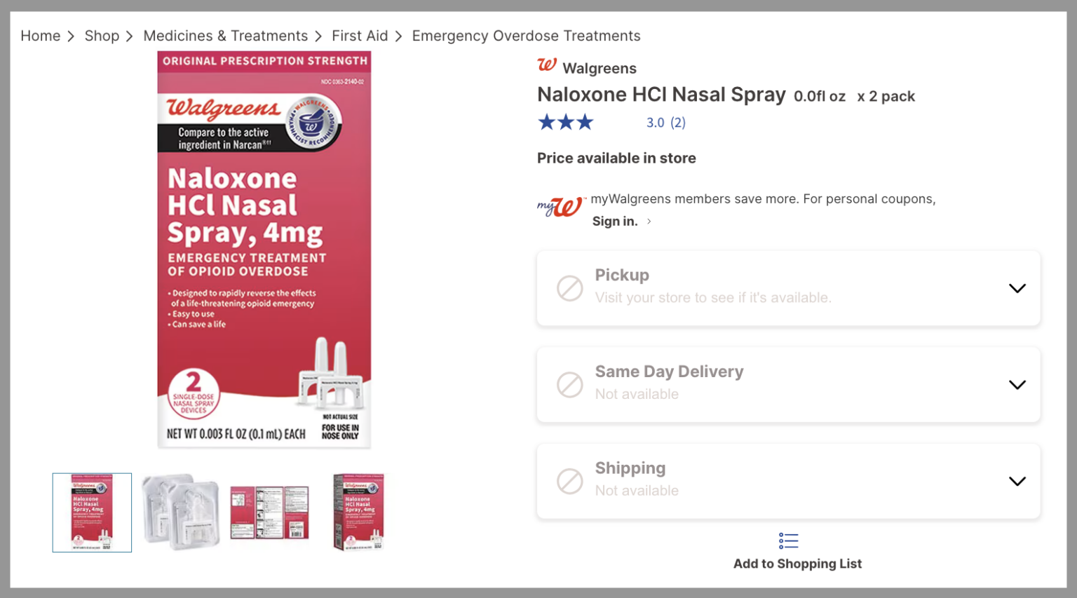 Walgreens Rolls Out $34.99 Naloxone, as Generics and OTC Gain Ground